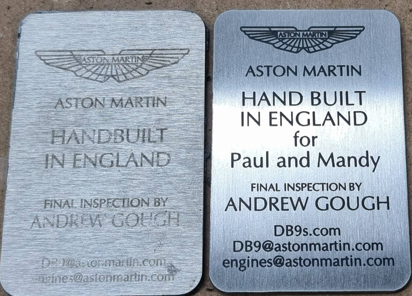 Aston Martin Engine Plaque - DB9S.com